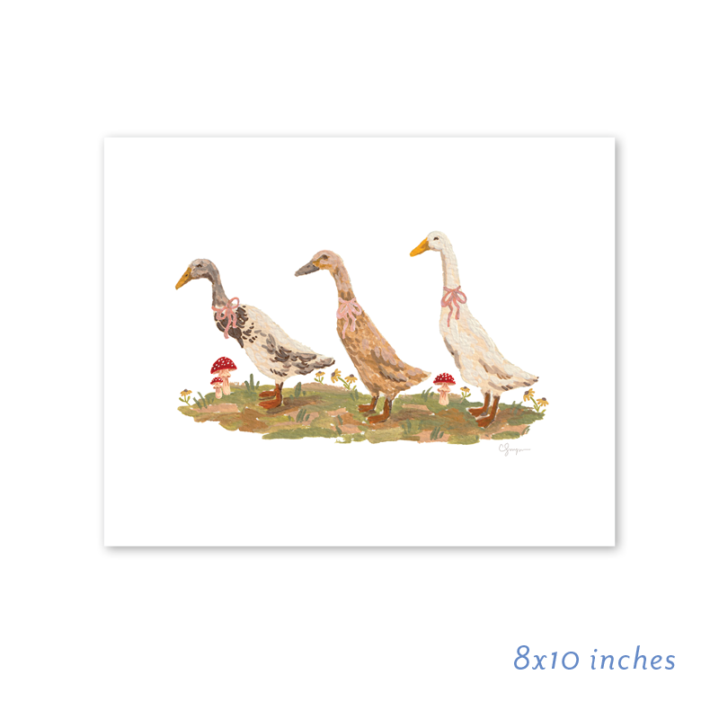 Cottagecore Pink Ducks Art Print– Dogwood Hill