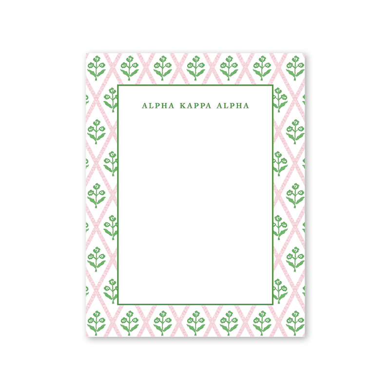 Alpha Kappa Alpha Bespoke Block Print Notepad– Dogwood Hill