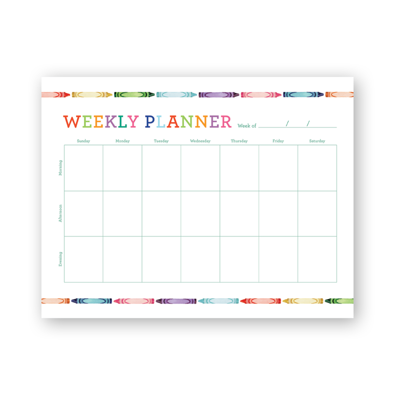 Back to School Crayons Weekly Planning Notepad– Dogwood Hill