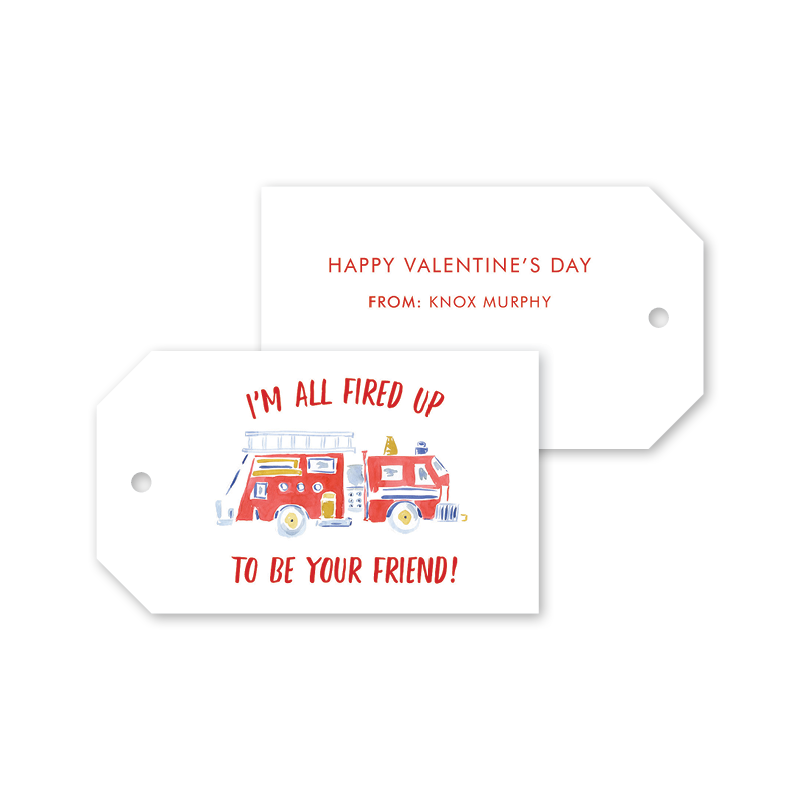 Firetruck Valentine Gift Tags– Dogwood Hill