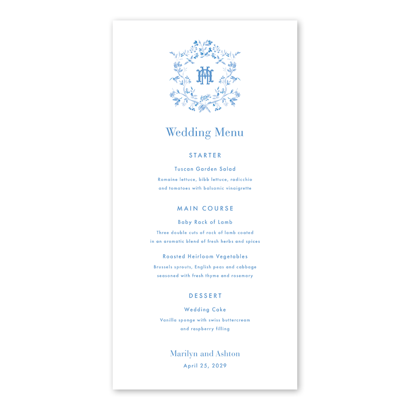 Hummingbird Blue Crest Menu– Dogwood Hill