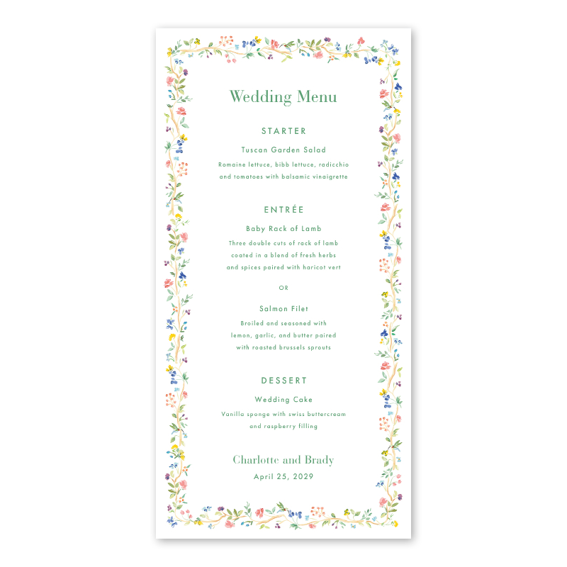 Hummingbird Menu– Dogwood Hill