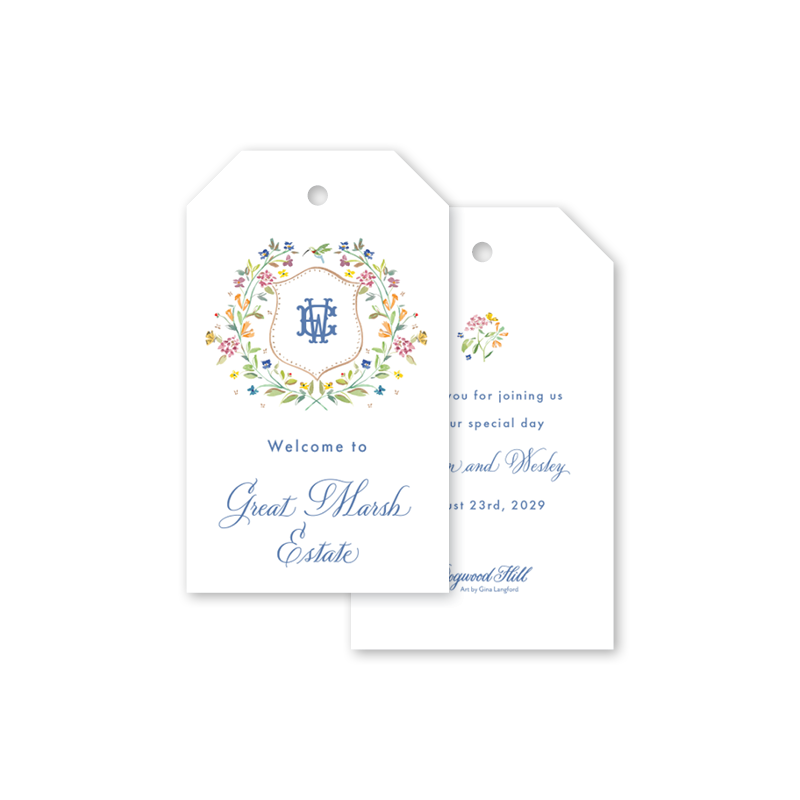 Hummingbird Vine Wedding Crest Gift Tags– Dogwood Hill