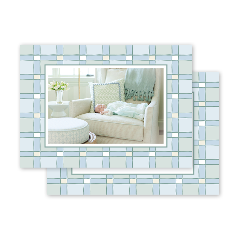 Hardwick Hall Talbot Blue Border Landscape Birth Announcement– Dogwood Hill