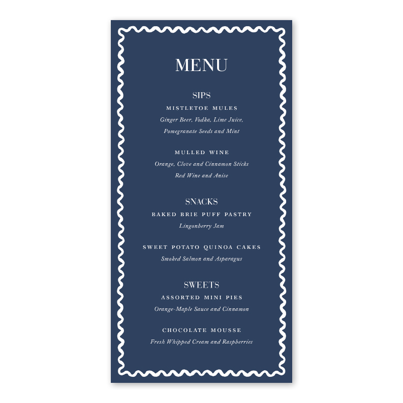 Piedmont Place Blue Border Menu– Dogwood Hill