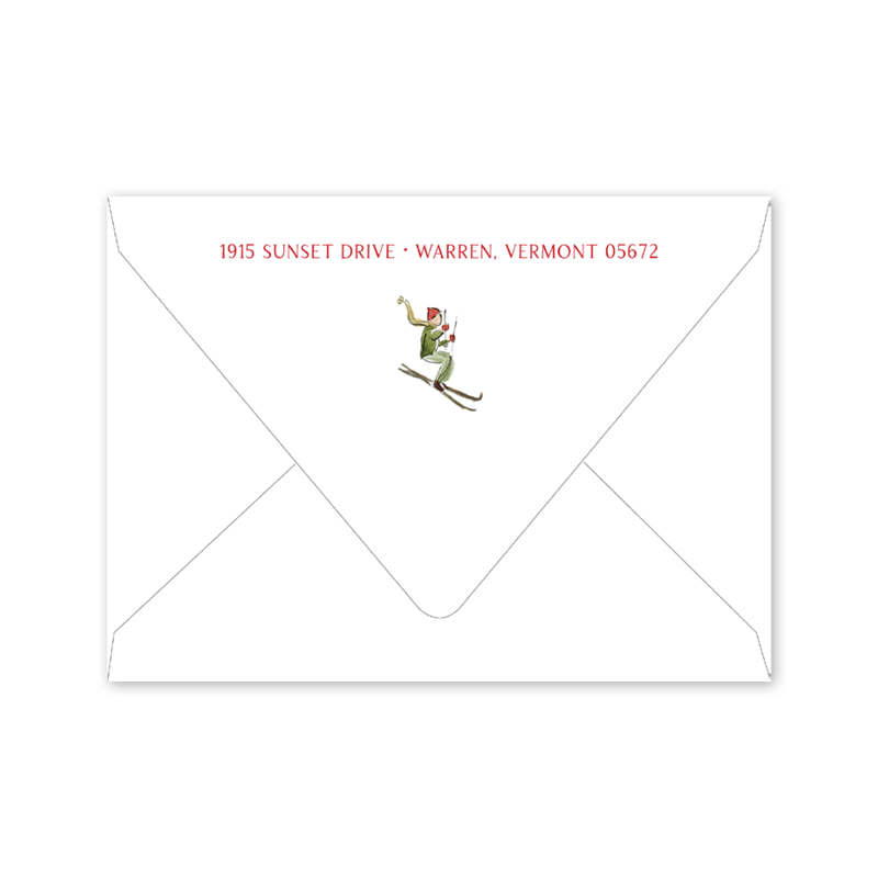 Snow Globe Ski Border Invitation Envelopes– Dogwood Hill
