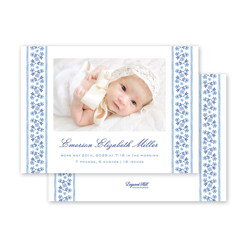 Cerulean Spring Landscape Birth Announcement– Dogwood Hill