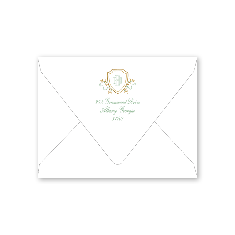 Regalia Border Folded Birth Announcement Monogram Envelopes– Dogwood Hill