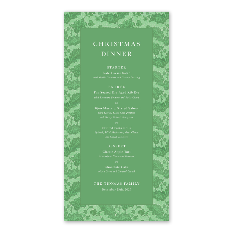 Everard Damask Christmas Menu– Dogwood Hill