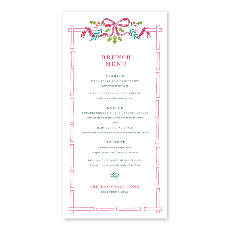 Bamboo and Holly Menu– Dogwood Hill