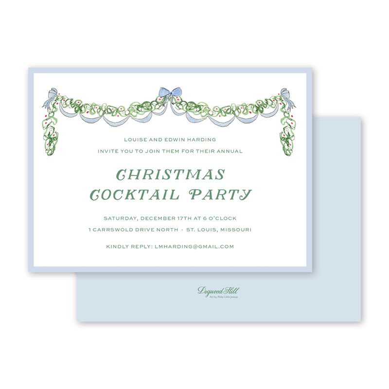 Blue Christmas Garland Invitation– Dogwood Hill