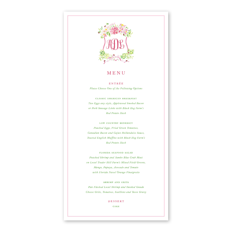 Pink Cosmos & Ladybug Menu– Dogwood Hill