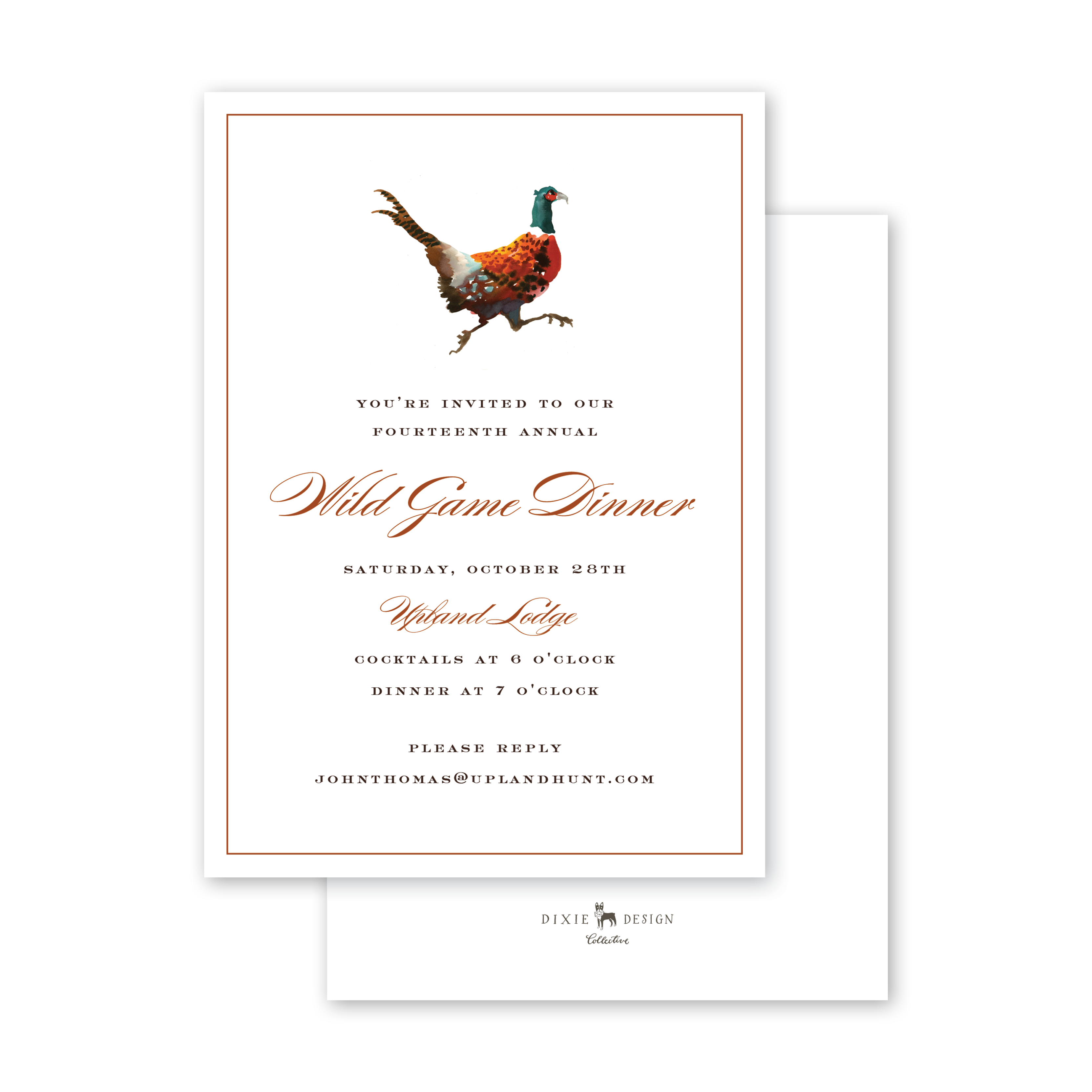 Festive Fowl Pheasant Invitation– Dogwood Hill