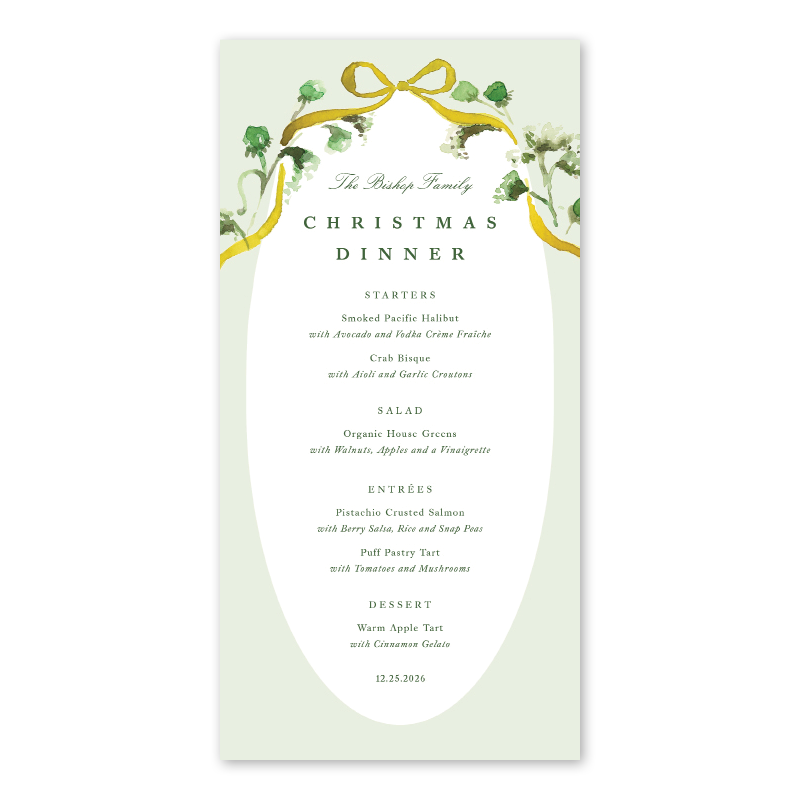 Chartreuse and Celadon Menu– Dogwood Hill