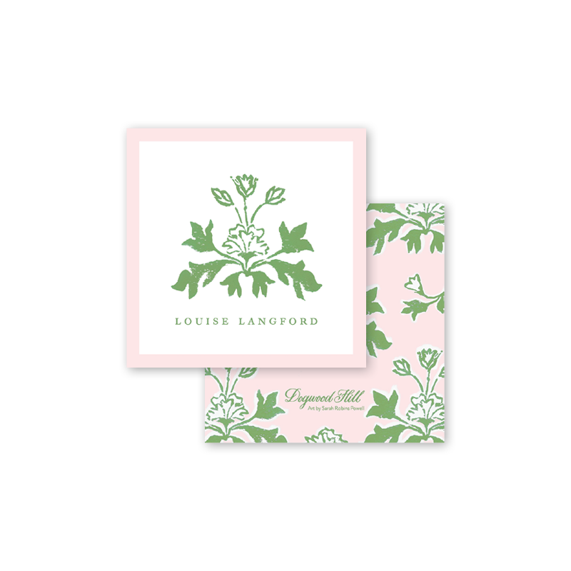 Highlands Block Print Pink Calling Card– Dogwood Hill