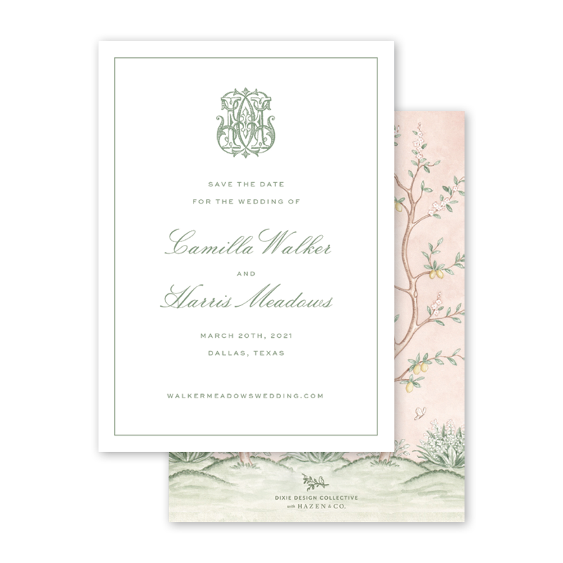 Chinoiserie Monogram Save The Date– Dogwood Hill