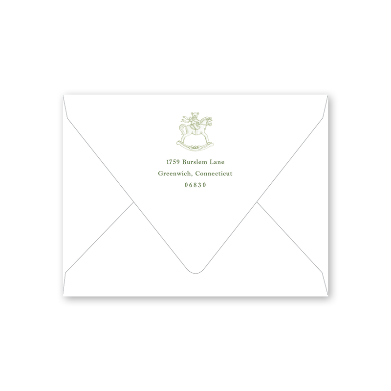 Porcelain Verte Folded Birth Announcement Envelopes– Dogwood Hill