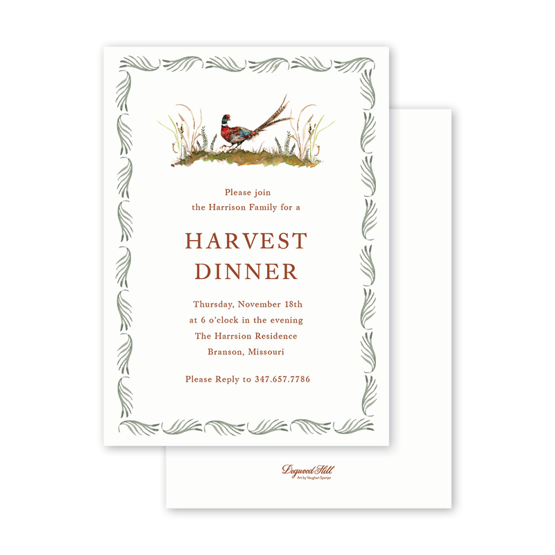 Pheasant and Foliage Border Invitation– Dogwood Hill